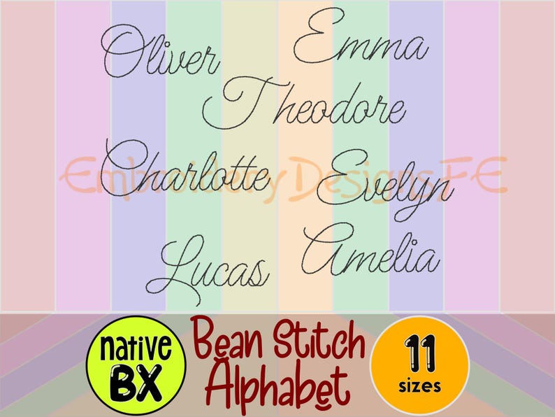 Bean Stitch Embroidery Font | Hand Stitch Effect Alphabet | 11 Sizes A ...
