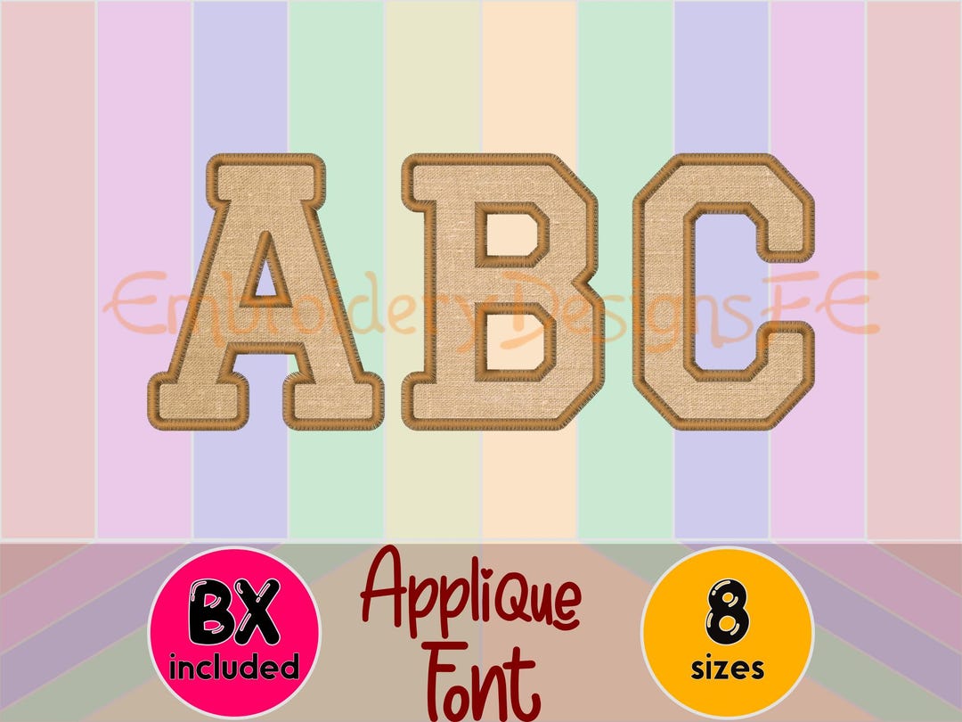 Varsity Alphabet Applique Design - Machine Embroidery Design File - 8 ...