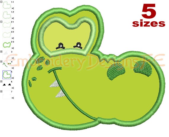 Alligator Face Applique Design 5 Sizes Machine Embroidery - Etsy