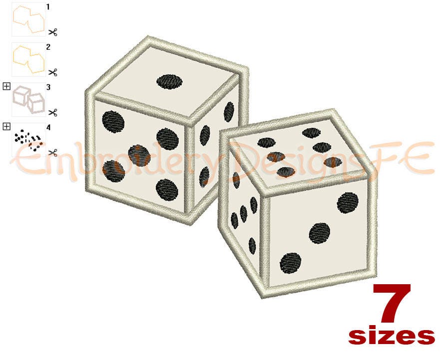 Dice Applique Design 7 Sizes Machine Embroidery Design - Etsy