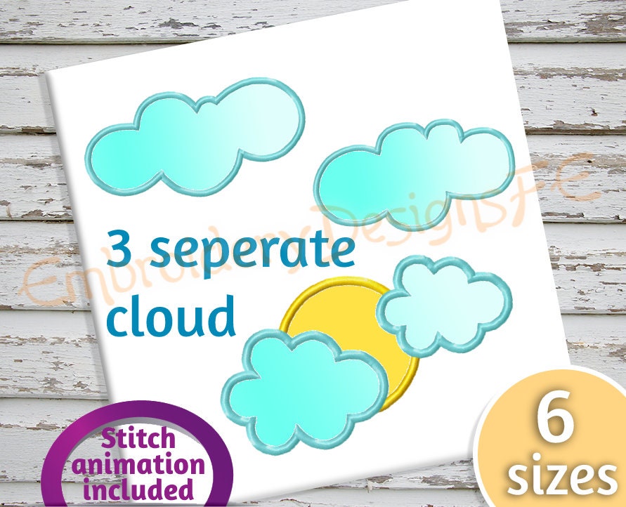 Cloud Applique Designs 3 Seperate Cloud Applique Machine - Etsy