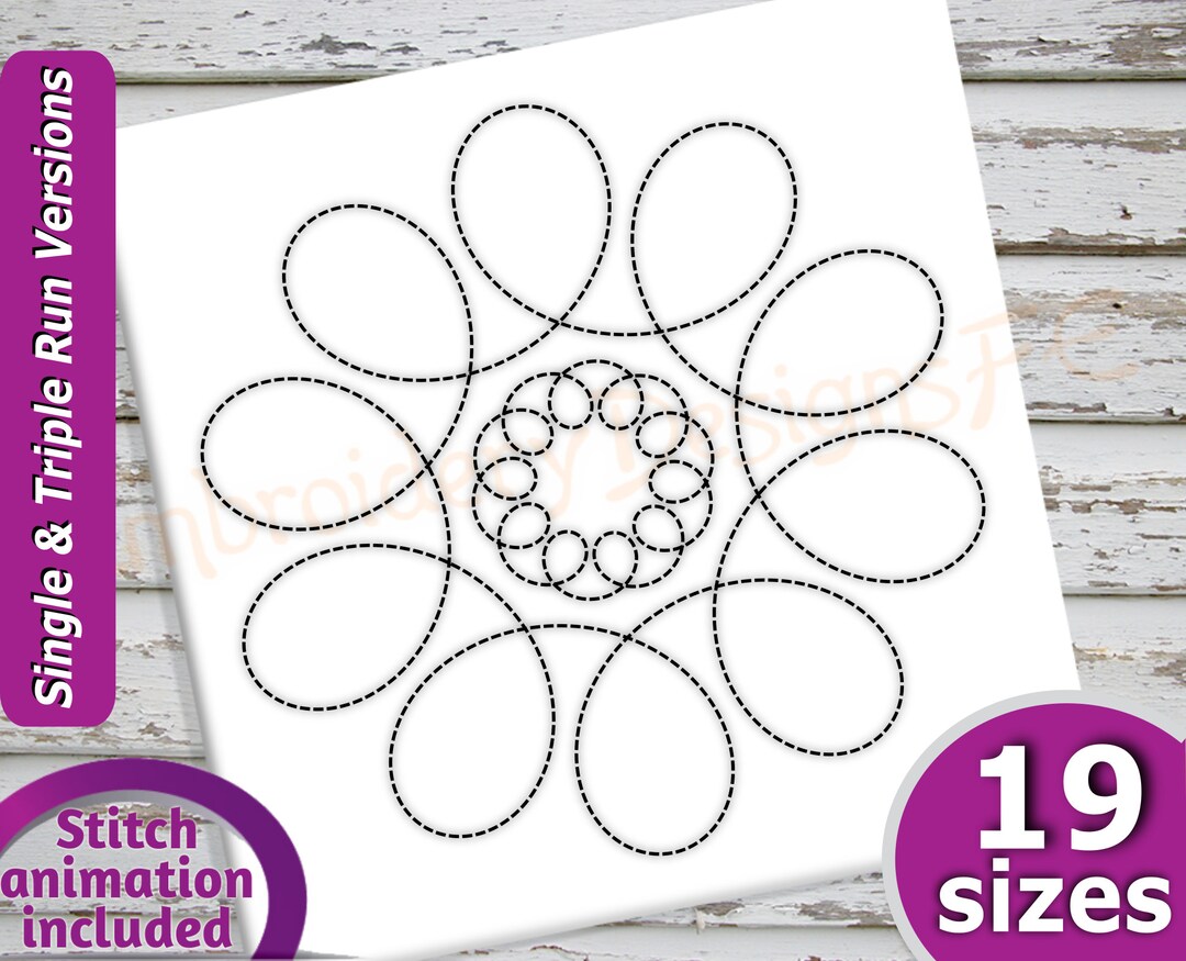 Spiro Lines Quilt Block Embroidery Design - 19 Sizes - Run & Triple ...