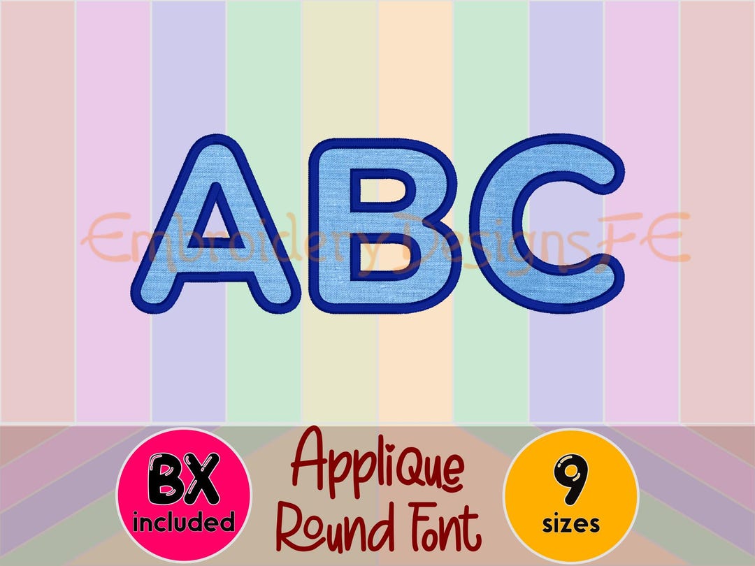Round Applique Font – Alphabet Letters Aa-zz & Numbers 0-9 – BX ...