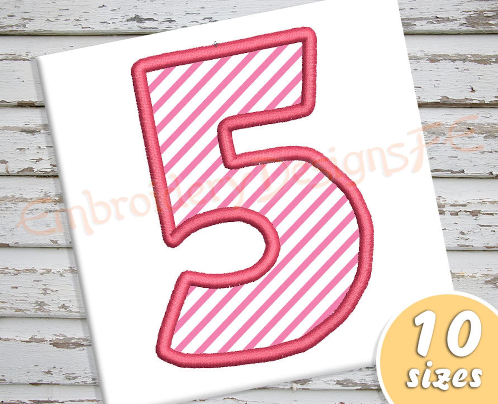 Number 5 Applique Design 10 Sizes Machine Embroidery - Etsy