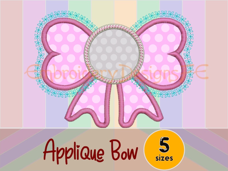 Bow Applique Design - 5 Sizes - Machine Embroidery Design File - Etsy