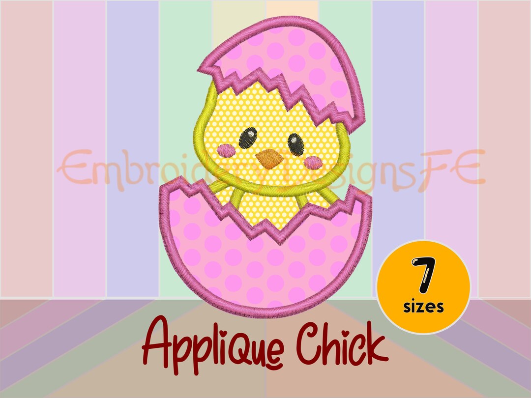 Chick Applique Design - 7 Sizes - Machine Embroidery Design File - Etsy
