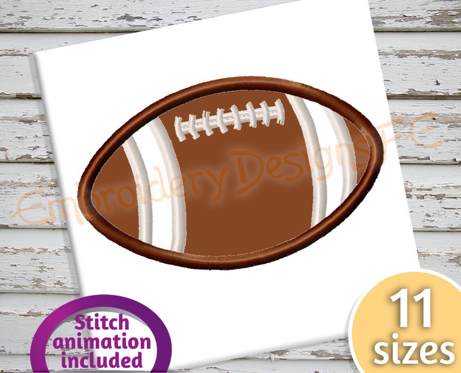Football Applique Design 11 Sizes Machine Embroidery - Etsy