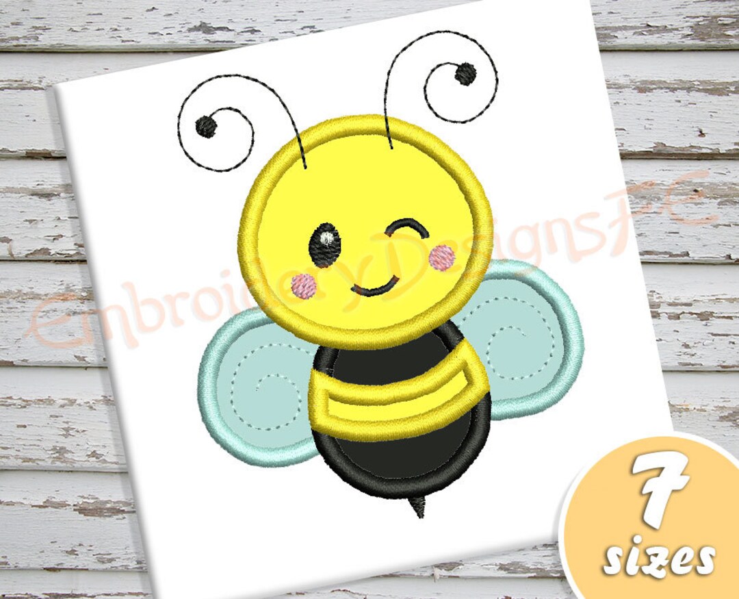Bee Applique Design 7 Sizes Machine Embroidery Design File - Etsy