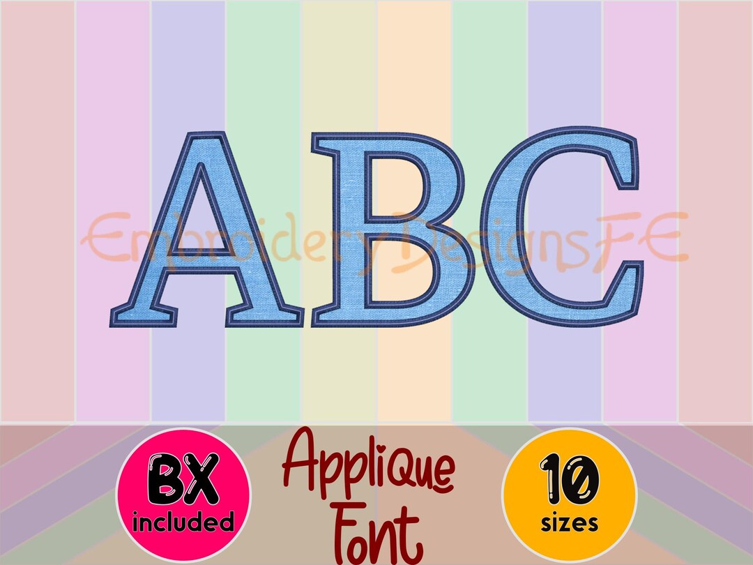 Block Embroidery Applique Font - Machine Embroidery Design File - 10 ...