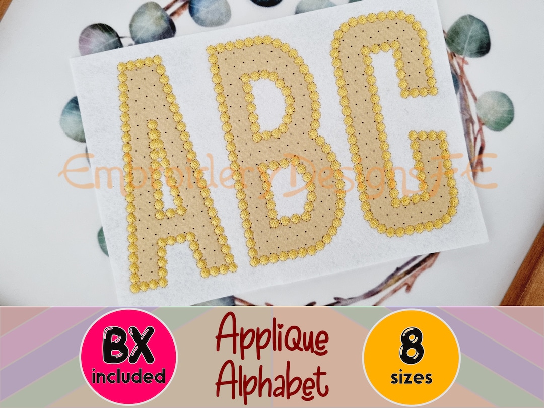 Narrow Applique Alphabet, Tall Applique Letter, Applique Font ...