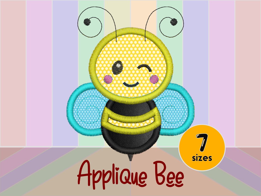 Bee Applique Design - 7 Sizes - Machine Embroidery Design File - Etsy
