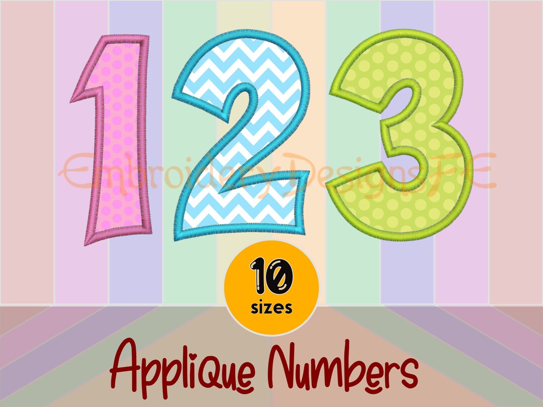 Numbers 0-9 Set Applique - 10 Sizes - Machine Embroidery Design File - Etsy