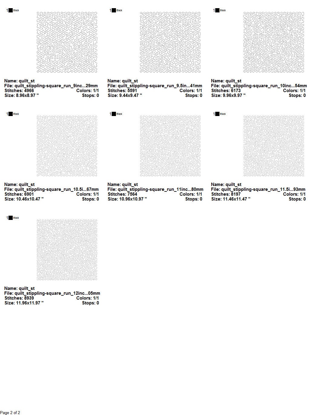 Fixed Spacing Size Circle, Square, Rectangle Stippling Quilt Block ...