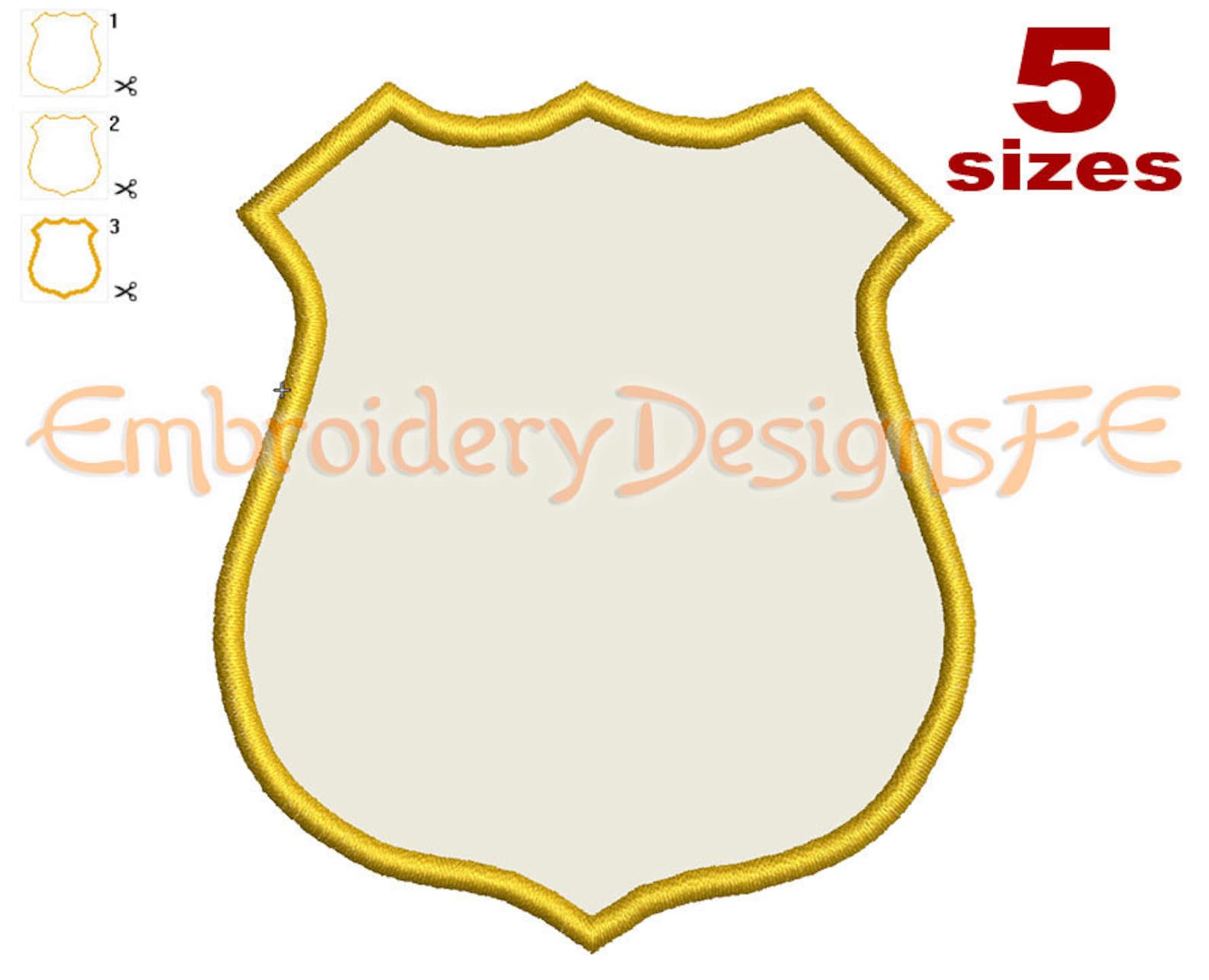 Police Badge Applique Design 5 Sizes Machine Embroidery - Etsy