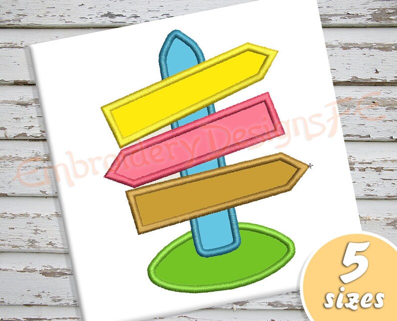 Road Sign Applique Design 5 Sizes Machine Embroidery | Etsy