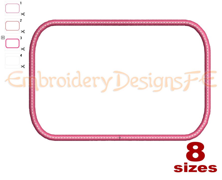 Rectangle Applique Design 8 Sizes Machine Embroidery - Etsy