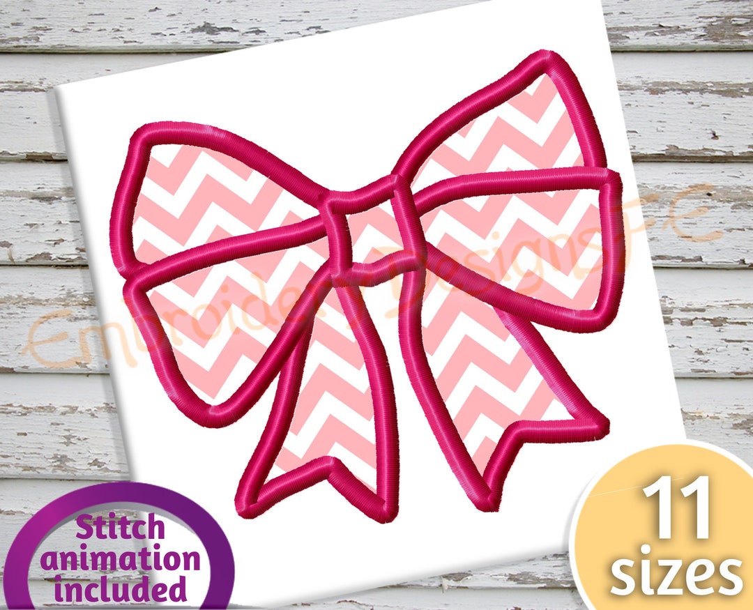 Bow Applique Design 11 Sizes Machine Embroidery Design File Bow ...