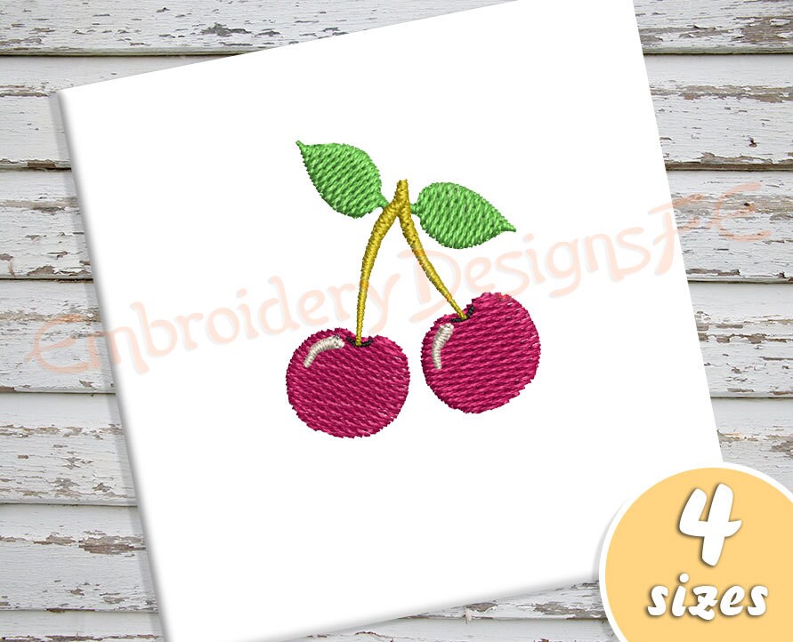 Cherry Mini Embroidery Design 4 Sizes Filled Stitch | Etsy