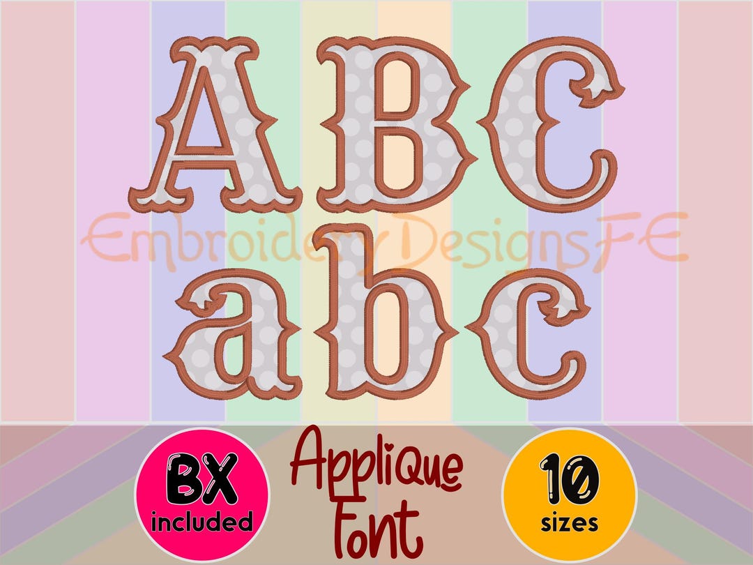 Fish Tail Applique Alphabet With Satin Edge - Machine Embroidery Design ...