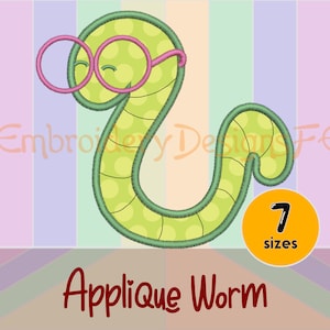 Worm Applique Design | Machine Embroidery File | 7 Sizes | Instant ...