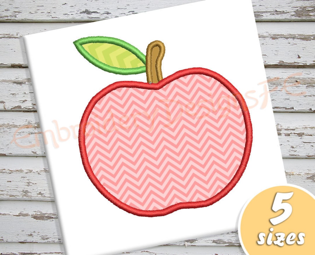 Apple Applique Design 5 Sizes Machine Embroidery Design - Etsy