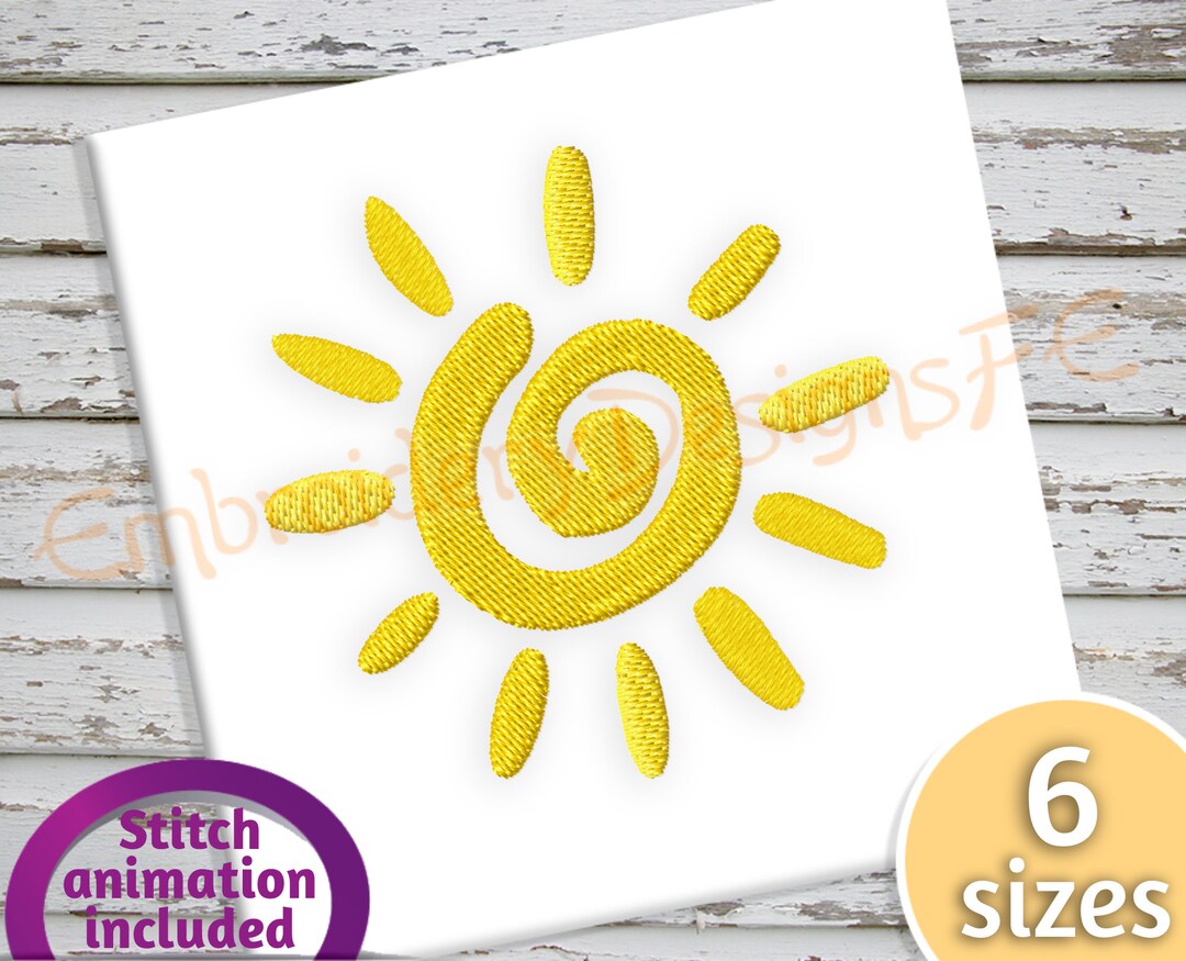 Sun Embroidery Design / Filled Stitch Embroidery Design / Sun - Etsy
