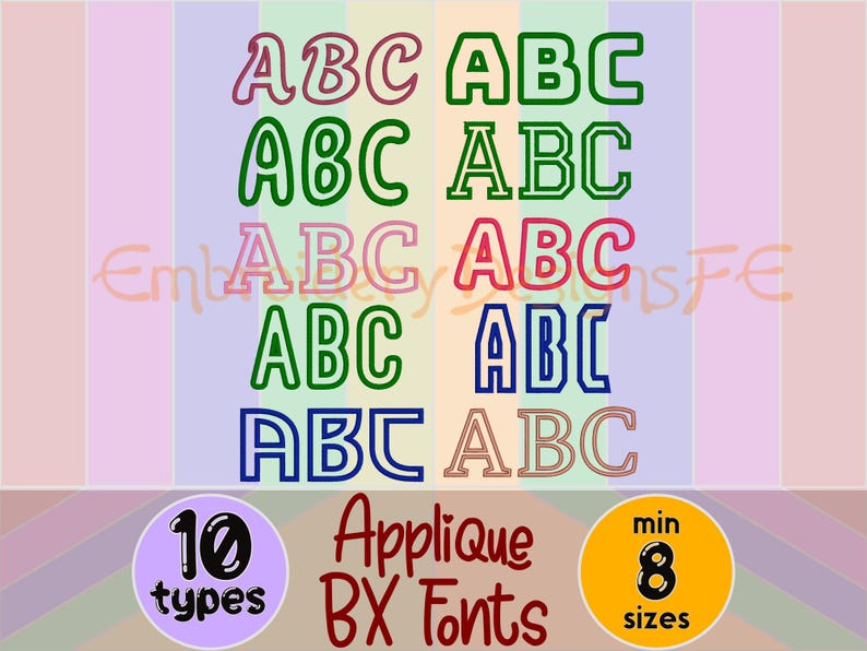 Applique BX Font Set | 10 Applique Font Styles | Embroidery Alphabet BX ...