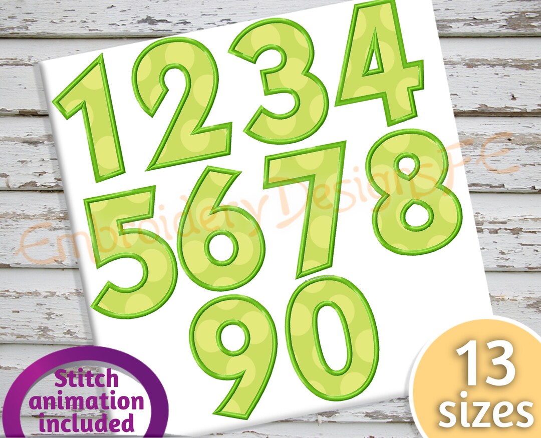 Numbers Applique Design Machine Embroidery Design File 13 - Etsy