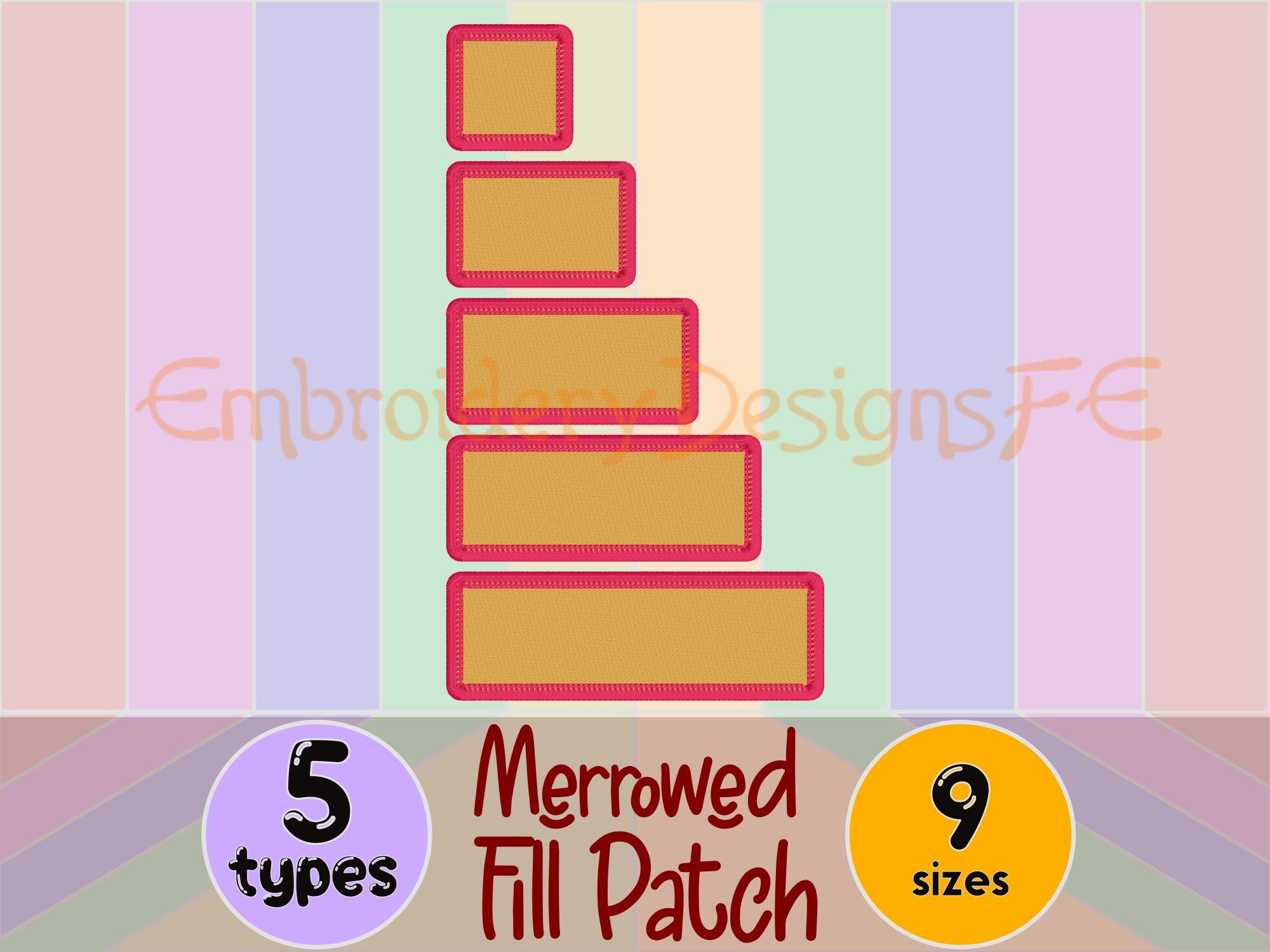 Merrowed Filled Patch Frames Set | 5 Shapes | 9 Sizes | Machine ...