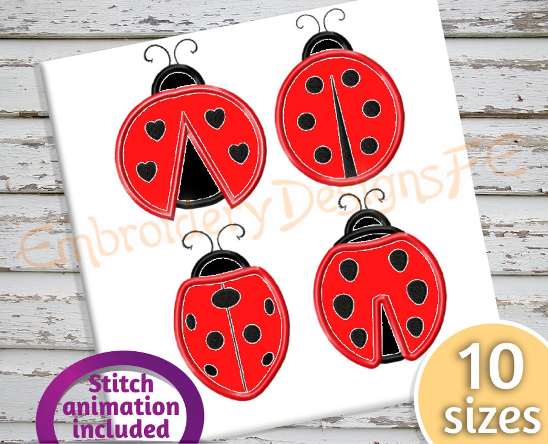 Ladybug Applique Design Set 4 Types of Ladybug 10 Sizes - Etsy