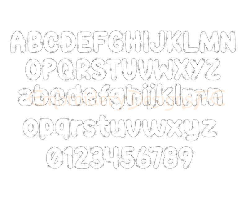 Bean Stitch Doodle Applique Alphabet, Doodle Applique Letters & Numbers ...