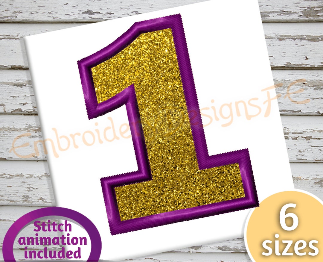 Number 1 Applique Design File 6 Sizes Machine Embroidery Design File - Etsy