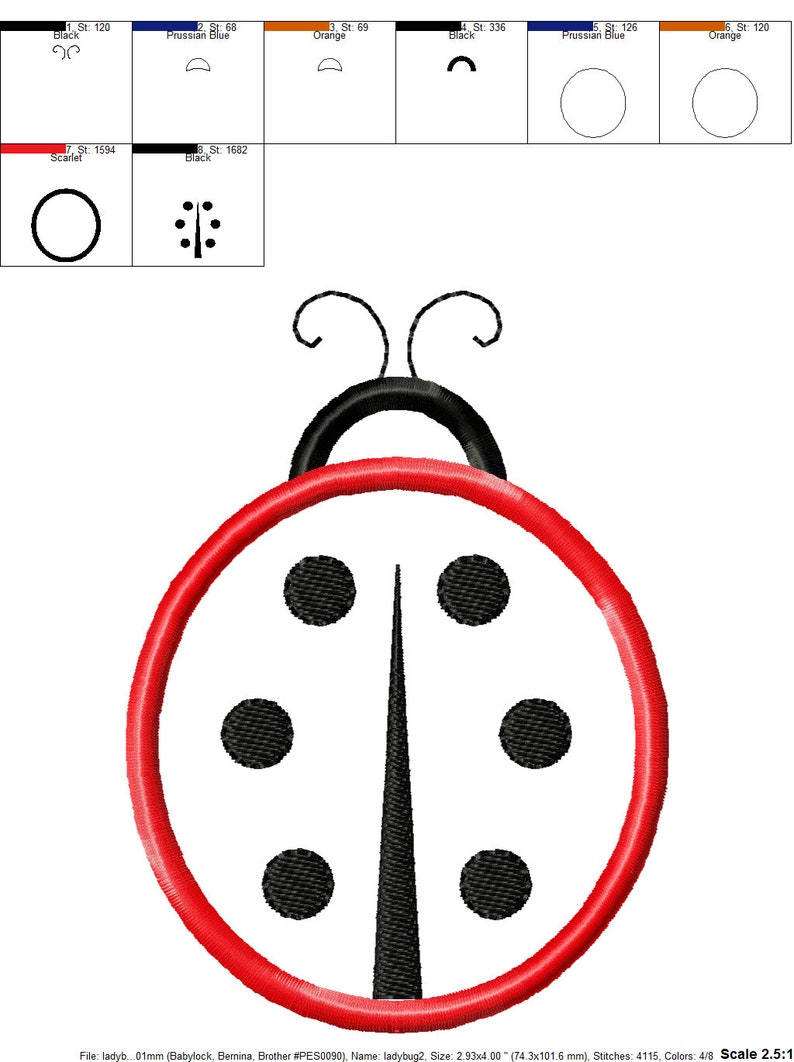 Ladybug Applique Design Set 4 Types of Ladybug 10 Sizes - Etsy