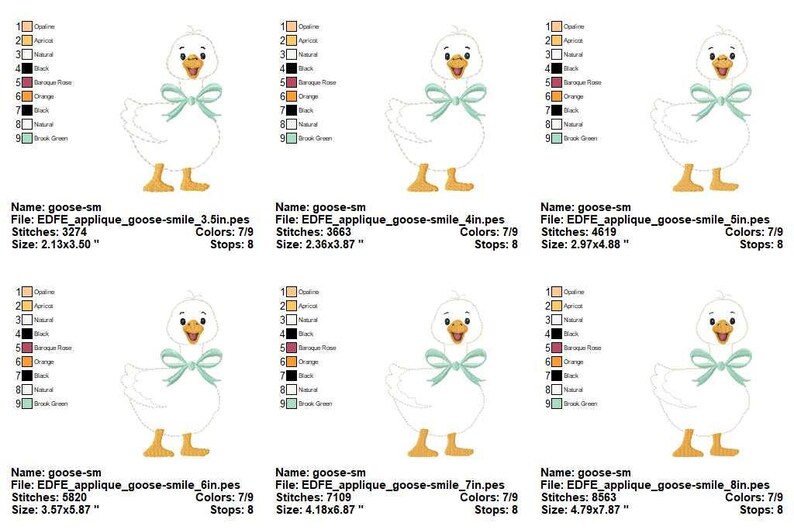 Goose Applique Bean Stitch | Machine Embroidery Design | 6 Sizes ...