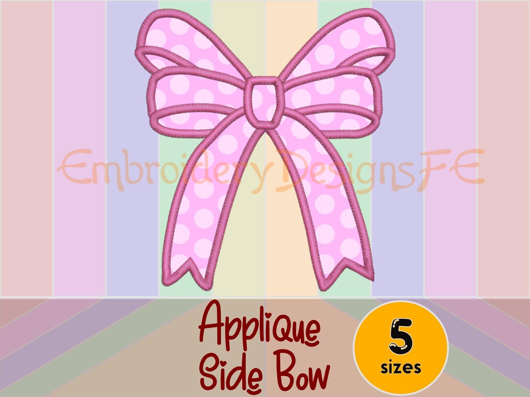 Side Bow Applique Design - 5 Sizes - Machine Embroidery Design File - Etsy