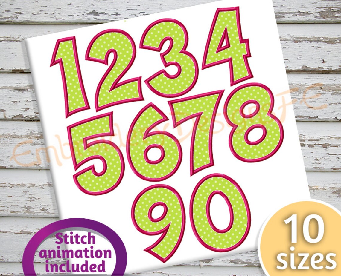 Numbers 0-9 Set Applique 10 Sizes Machine Embroidery - Etsy