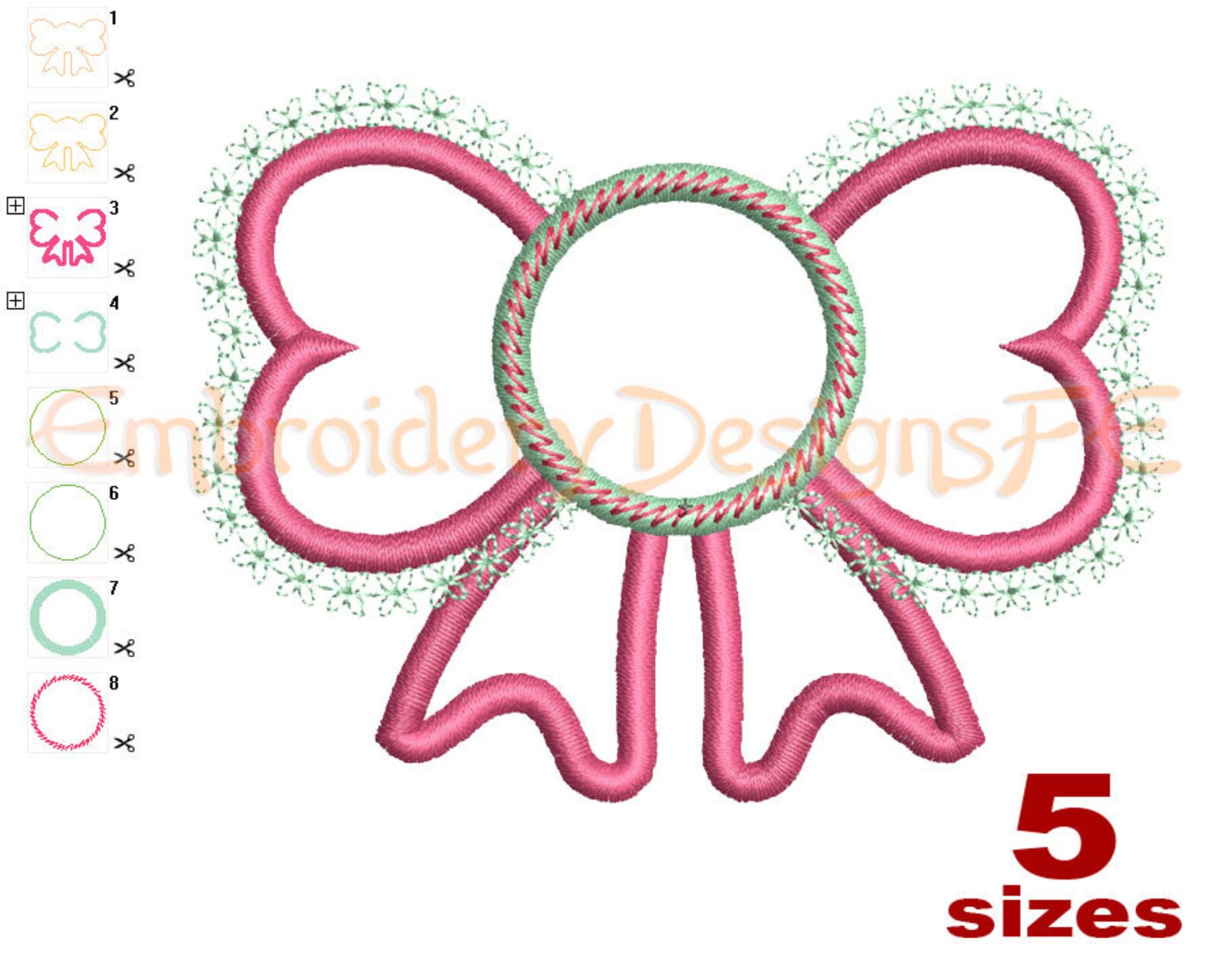 Bow Applique Design 5 Sizes Machine Embroidery Design File - Etsy Canada