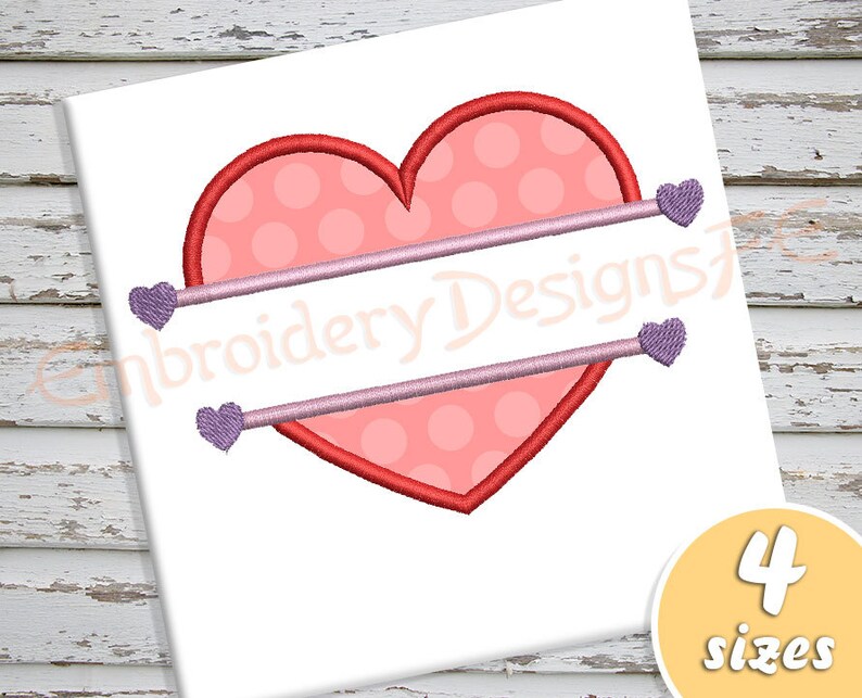 Split Heart Applique Design 4 Sizes Machine Embroidery - Etsy
