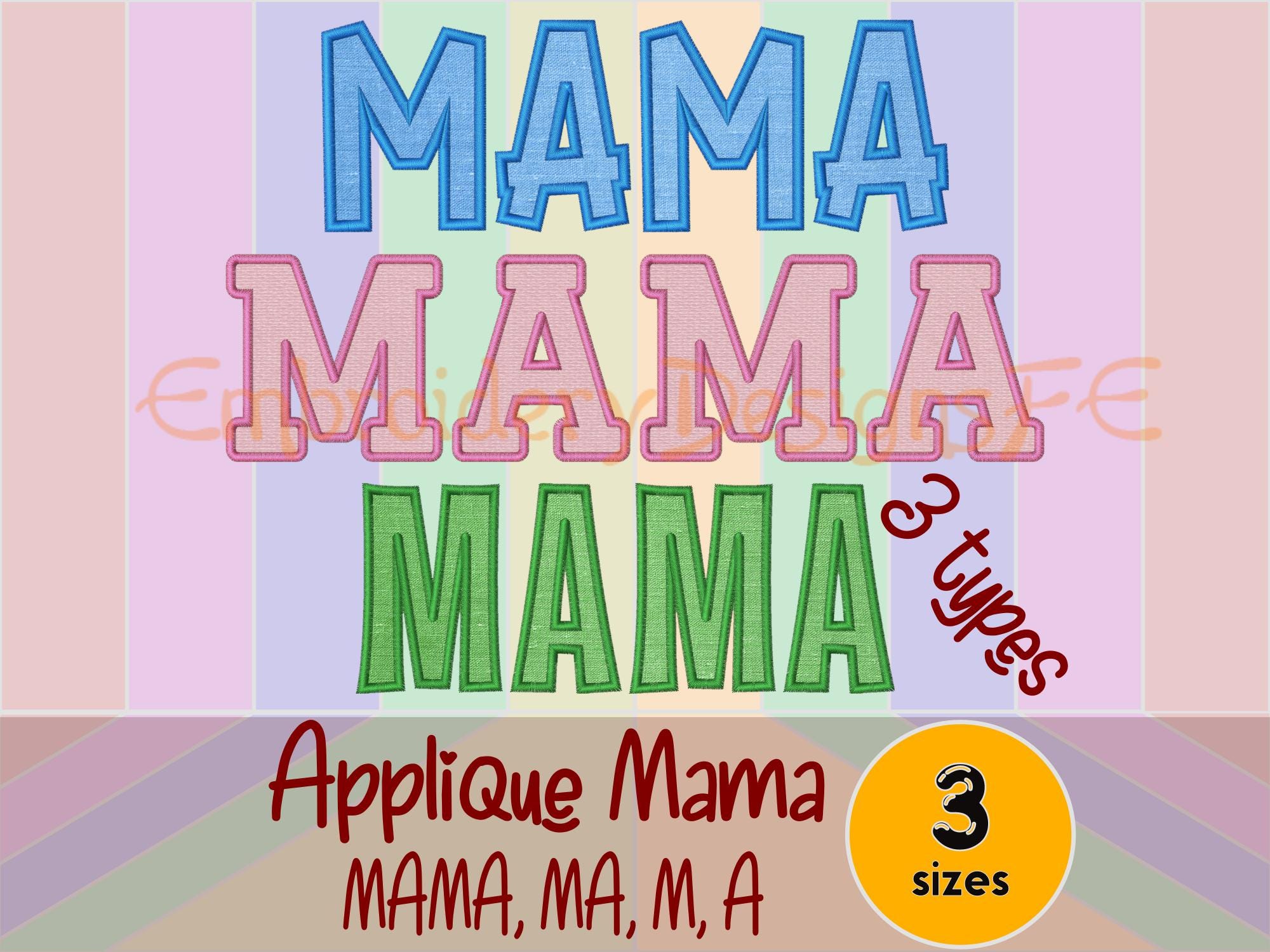 Mama Applique Design - 3 Different Font - Machine Embroidery Design ...