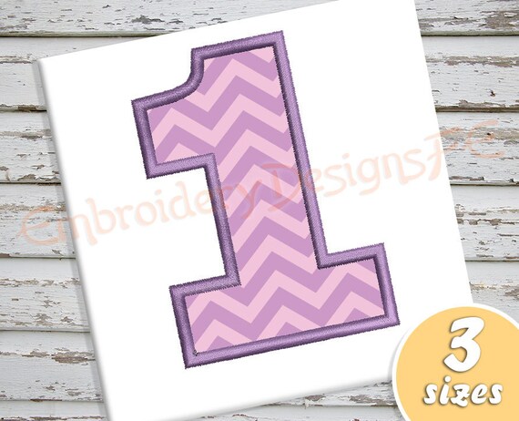 Number 1 Applique 3 Sizes Machine Embroidery Design File | Etsy