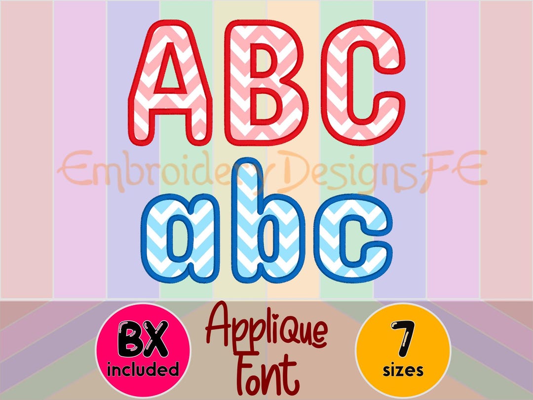 Bubble Letters Applique Embroidery Design | 7 Sizes | Satin Outline ...