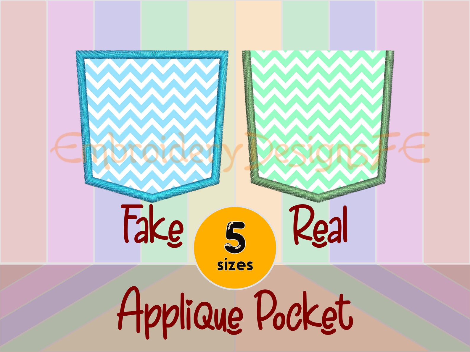 Pocket Applique Design - 5 Sizes - Machine Embroidery Design File - Etsy