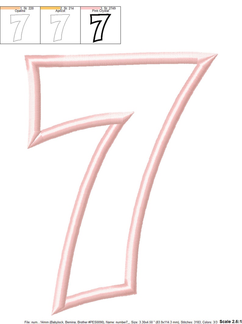 Number 7 Applique - 10 Sizes - Machine Embroidery Design File - Etsy