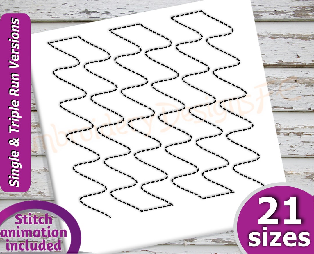 Wavy Lines Quilt Block Embroidery Design - 21 Sizes - Run & Triple ...