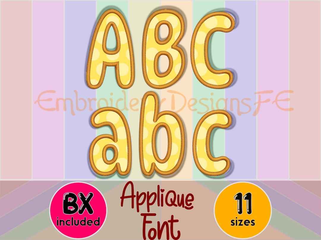 Satin Bubble Applique Letters - Machine Embroidery Design File - 11 ...