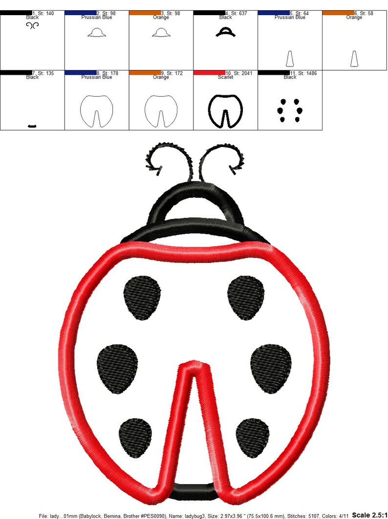 Ladybug Applique Design Set 4 Types of Ladybug 10 Sizes - Etsy
