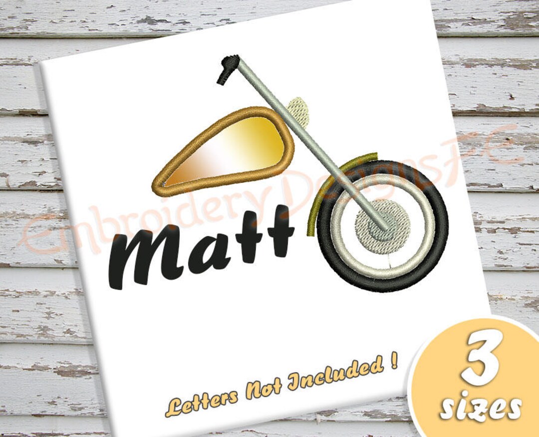 Motorcycle Applique Design 3 Sizes Machine Embroidery - Etsy