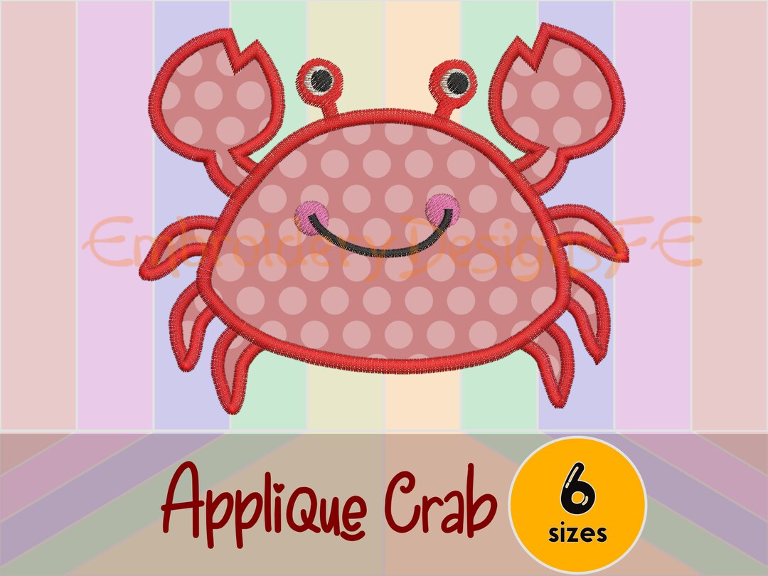 Crab Applique Design - 6 Sizes - Machine Embroidery Design File - Etsy