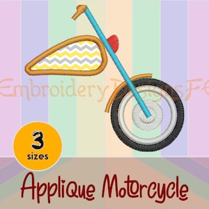 Motorcycle Applique Design - 3 Sizes - Machine Embroidery Design File ...