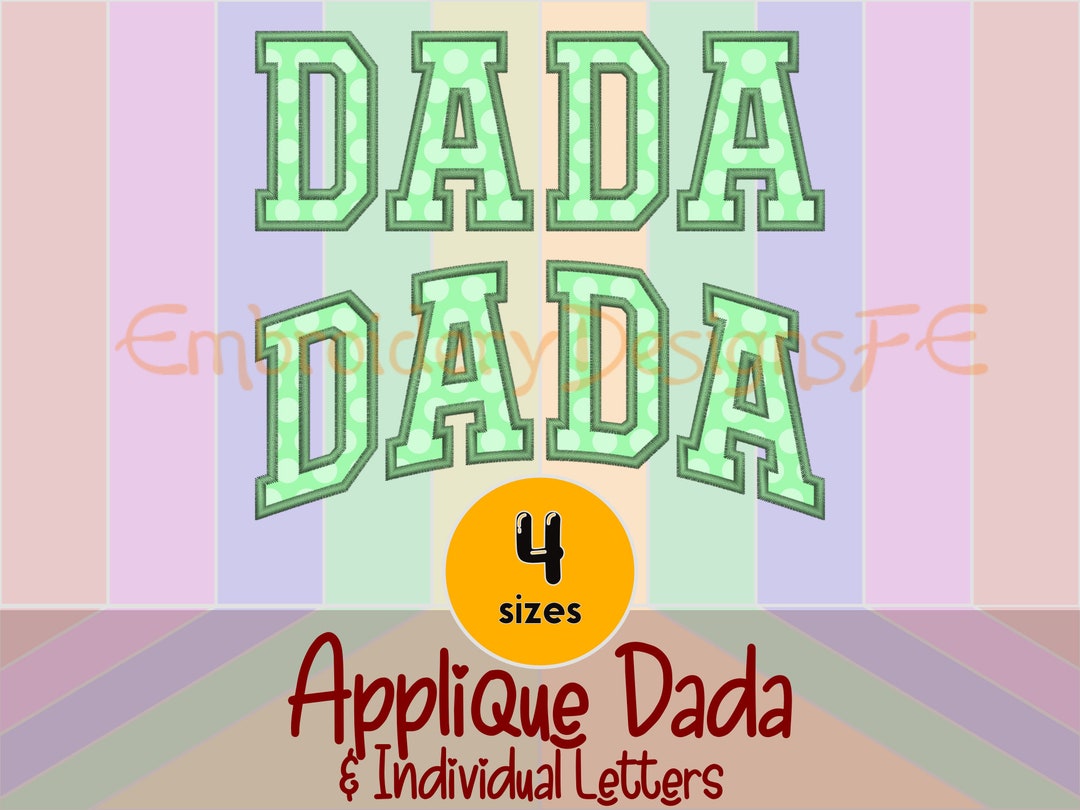 Dada Applique Design - Machine Embroidery Design File - 4 Sizes - Etsy